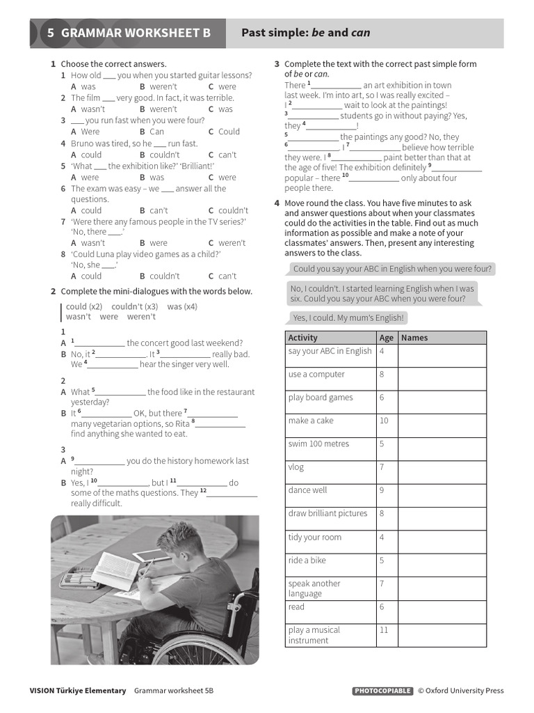 Vision Turkiye Elem Gram Worksheet B U5 | PDF