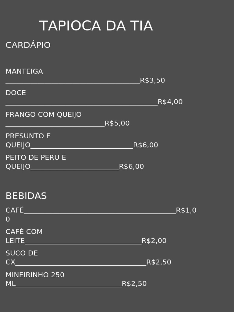 Tapioca Da Tia | PDF