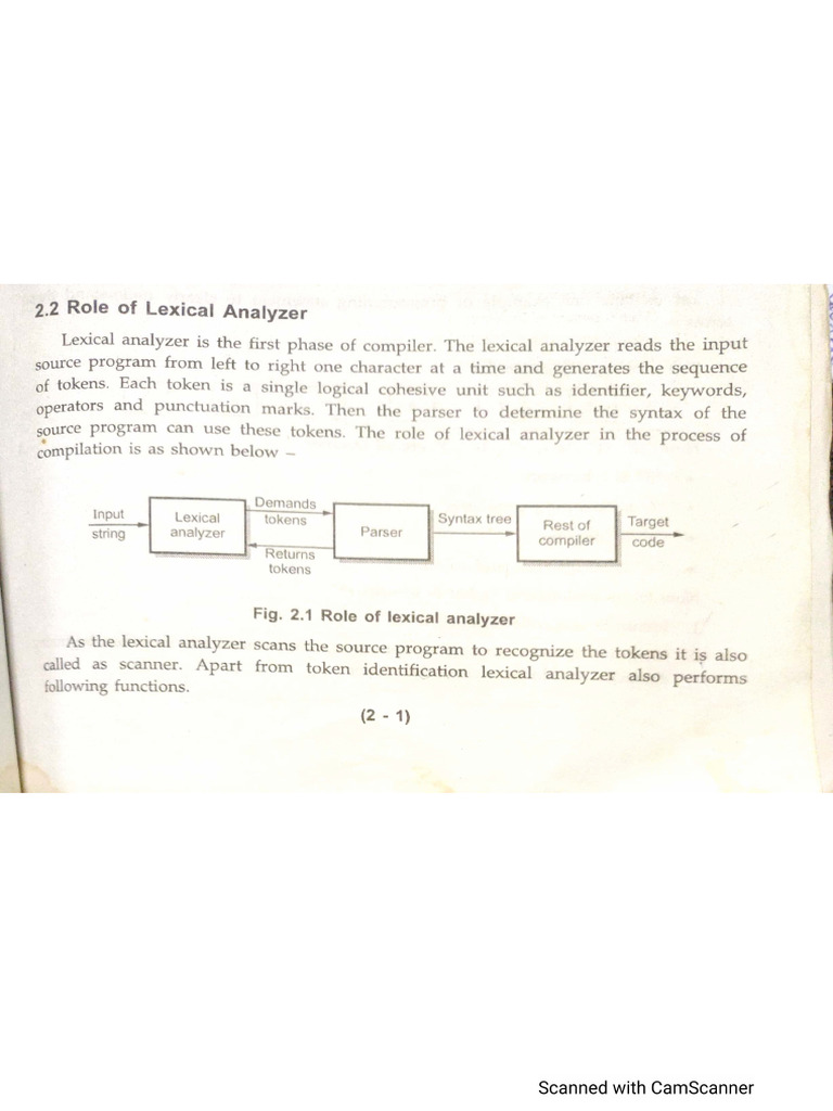 Role of Lexical Analyzer | PDF