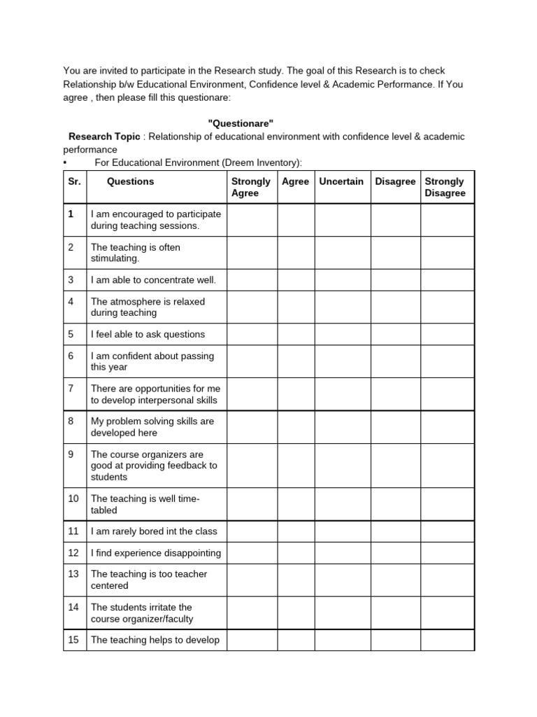 Research Questionare | PDF | Teachers | Lecture