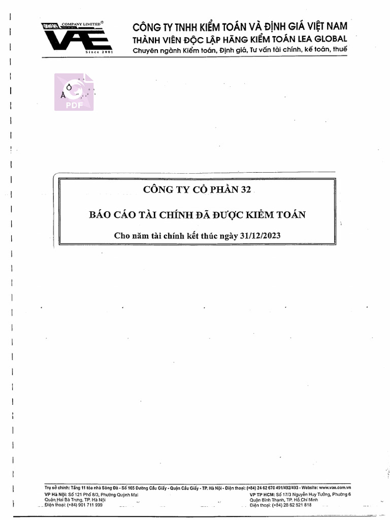 A32 Baocaotaichinh 2023 Kiemtoan | PDF