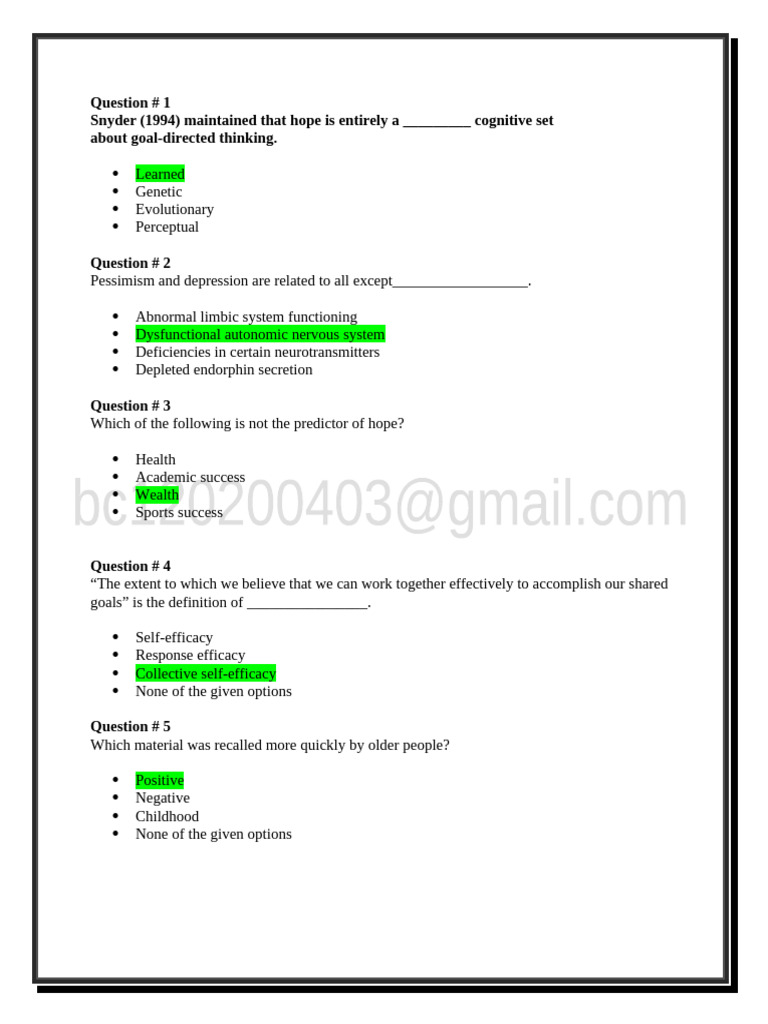 Psy 409 - Quiz 1 | PDF