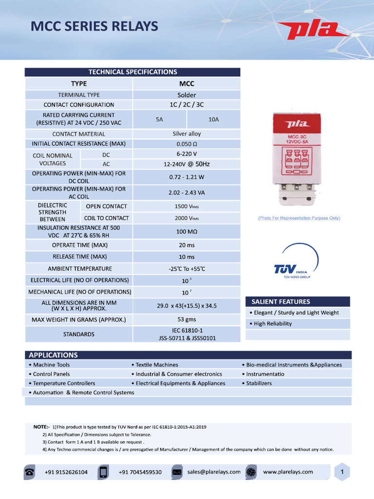 MCC Series Relay | PDF