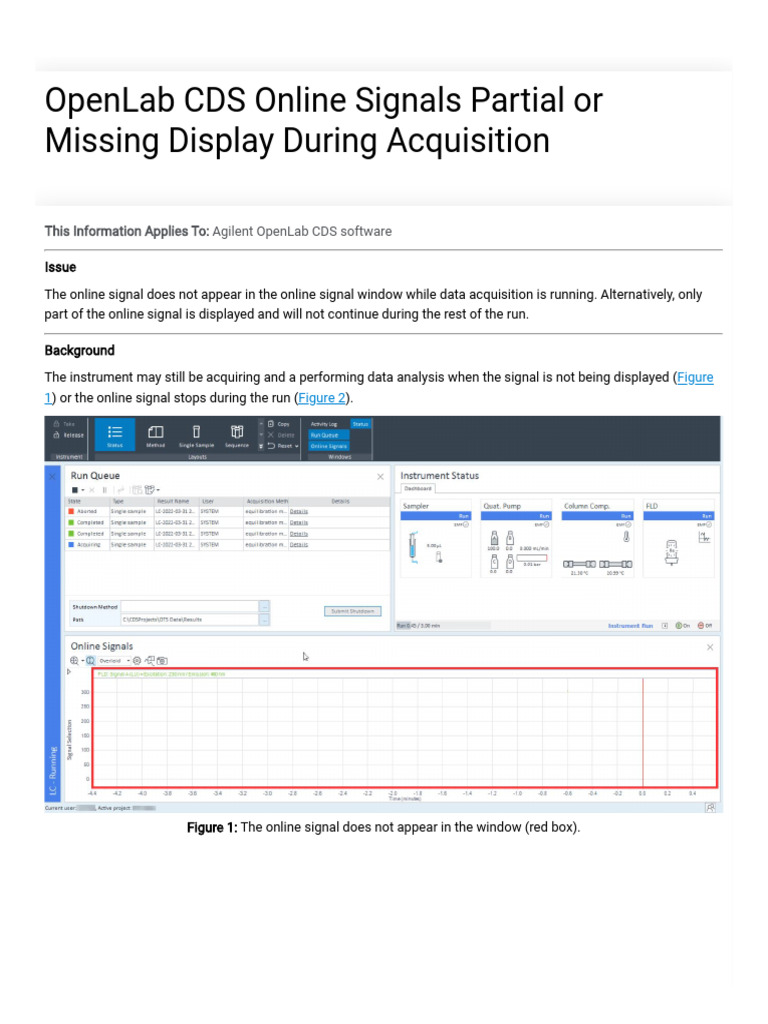OpenLab CDS Online Signals Partial or Missing Display During ...