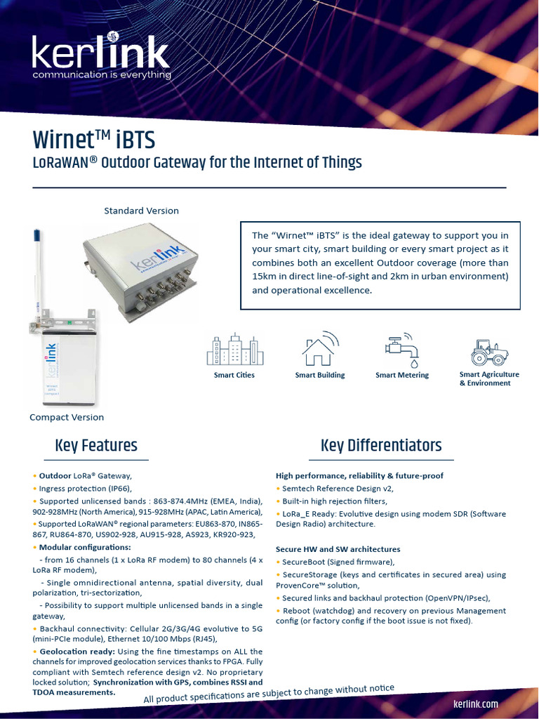 Kerlink Wirnet IBTS Compact Info Sheet | PDF | Software | Computer ...