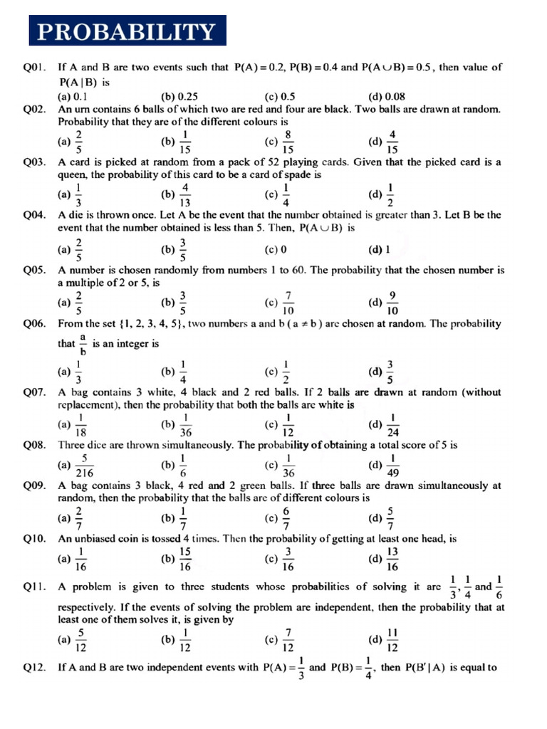 Probability 202425 | PDF