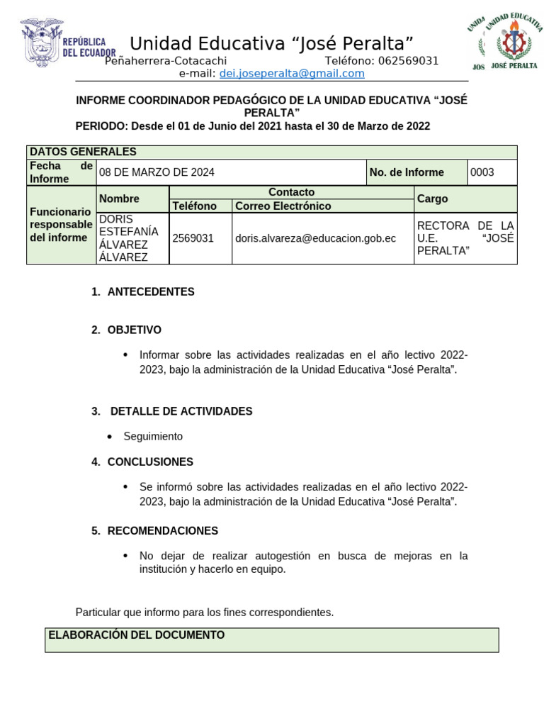FORMATO INFORME ACADEMICO | PDF