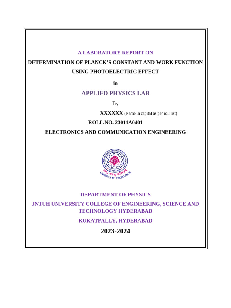 Lab Report Cover Page | PDF