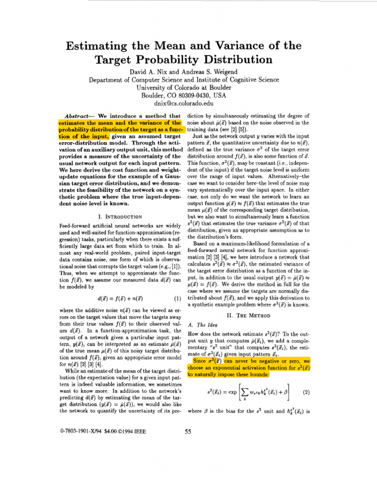 Estimating The Mean and Variance of The Target Probability Distribution | PDF | Standard Error ...