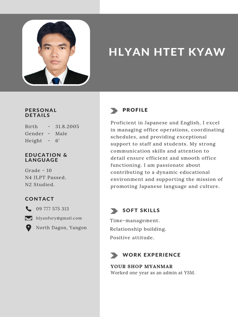 Hlyan Htet Kyaw: Personal Details | PDF