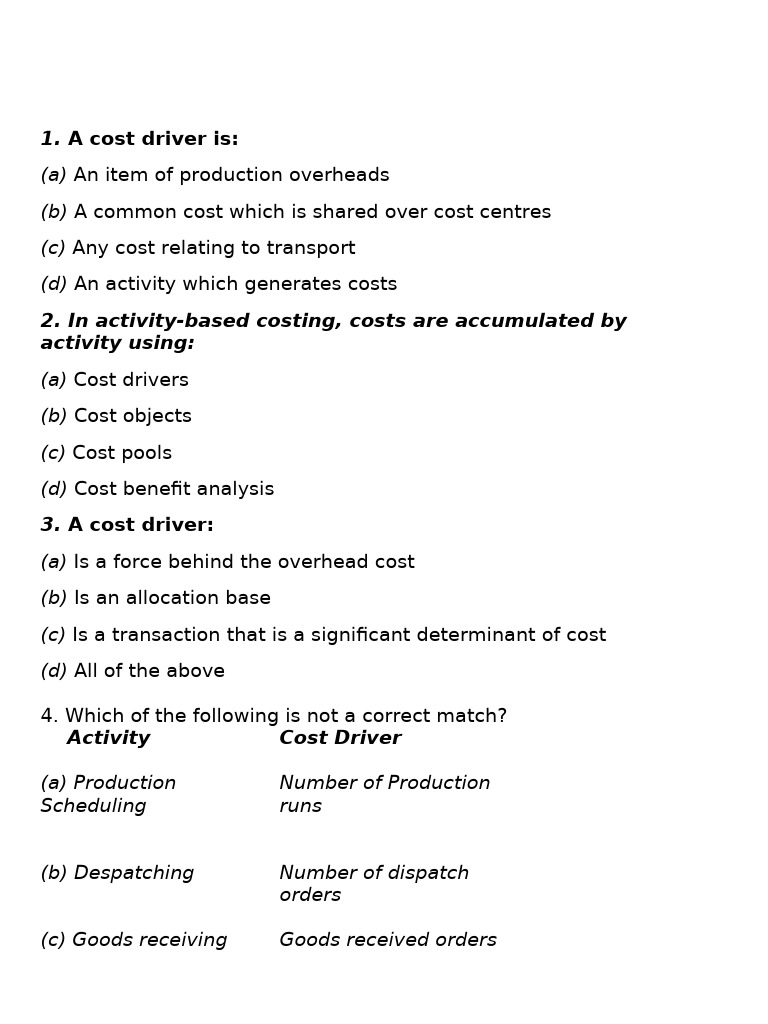 Understanding Cost Drivers in ABC | PDF | Management Accounting | Business