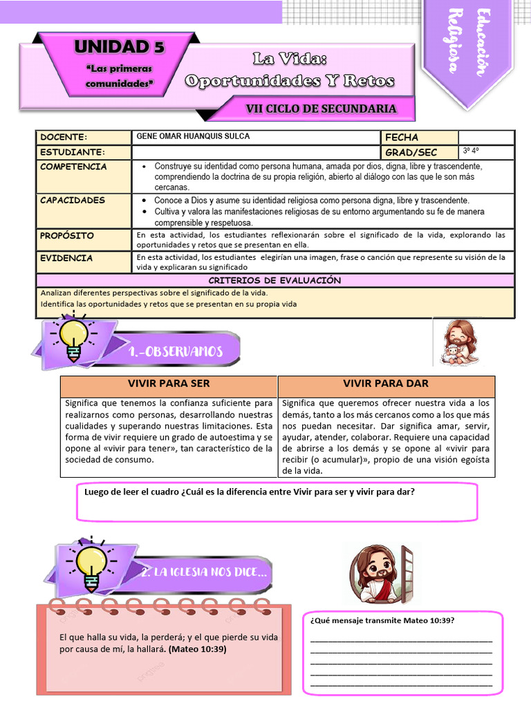 Ficha de Actividad Sem 4 Religiones Vii | PDF | Amor | Pecado