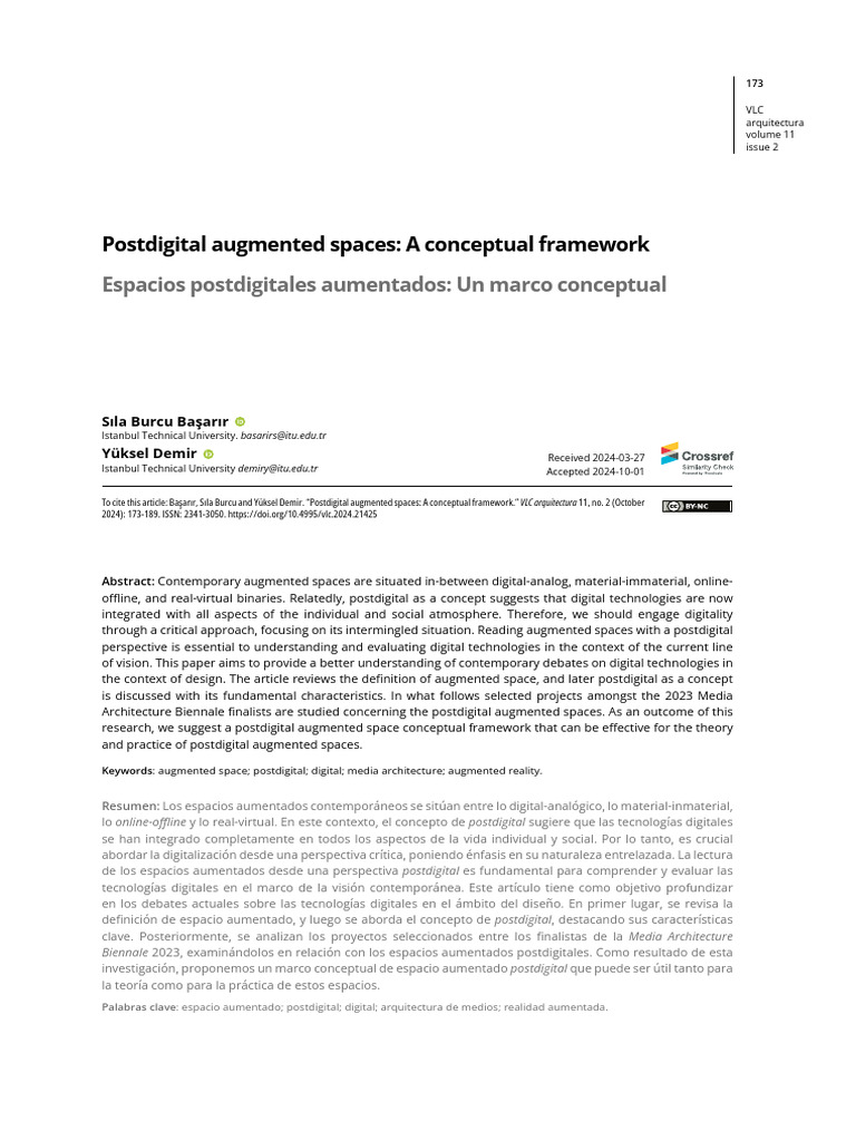 后数字增强空间：概念框架Postdigital Augmented Spaces a Conceptual Framewor | PDF | Space | Concept