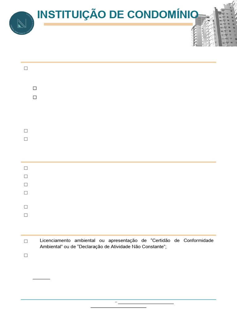 CHECK LIST INSTITUIÇÃO DE CONDOMÍNIO | PDF