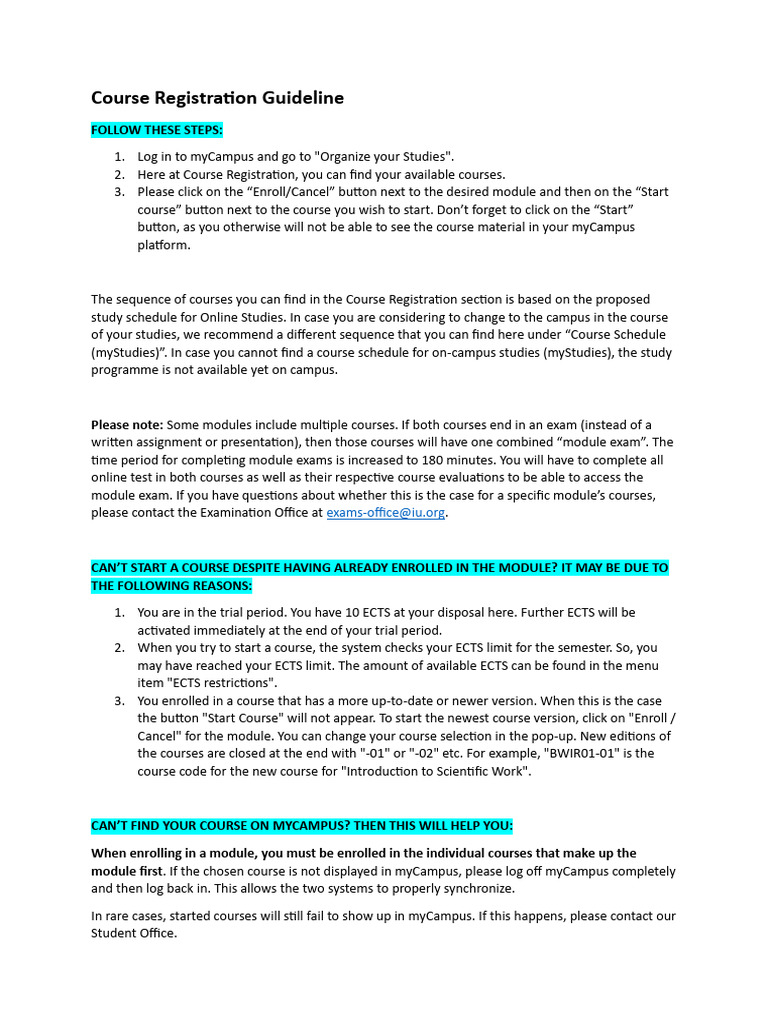 Course Registration Guideline | PDF | Computing