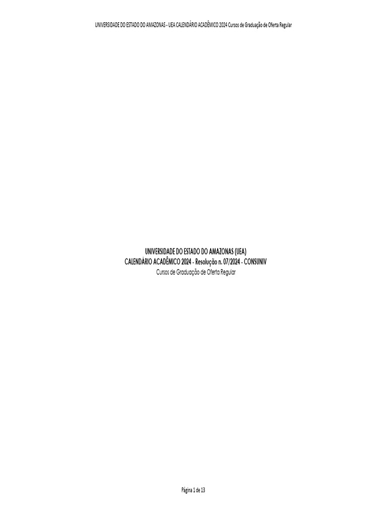 Calendário Acadêmico UEA 2024 | PDF | Estágios educacionais | Academia