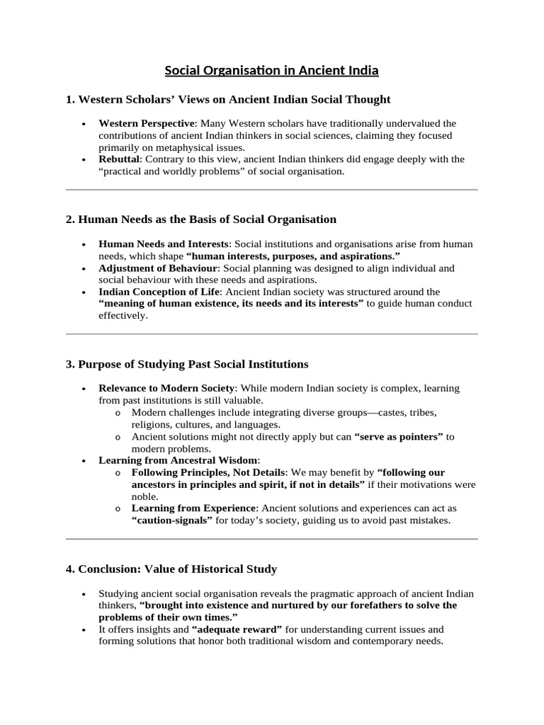 Social Organisation in Ancient India | PDF | Caste | Slavery