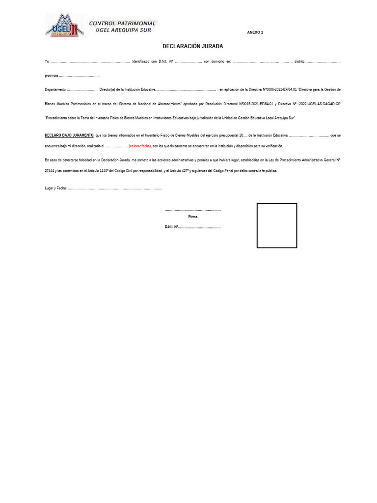 3) Anexo 1 - Declaracion Jurada 2022 | PDF