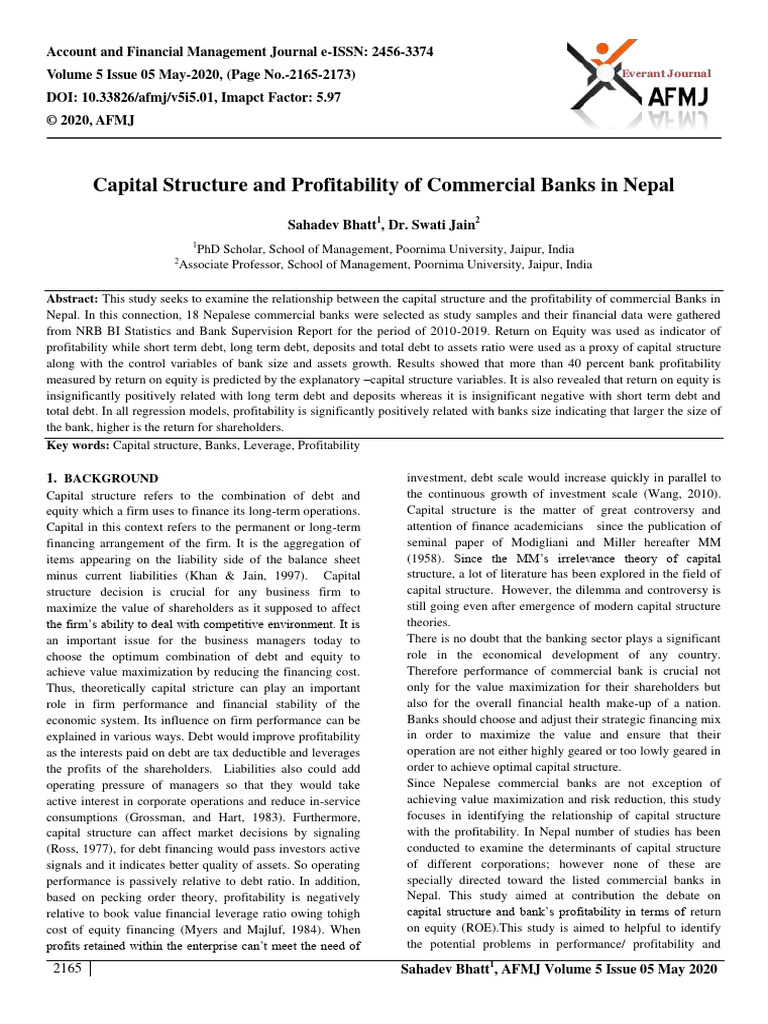 Capital Structure and Profitability of C | PDF | Capital Structure ...