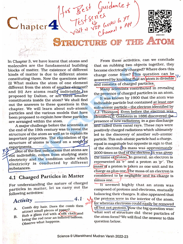 Class 9th NCERT CHAPTER NO-04 Structure of the Atom | PDF