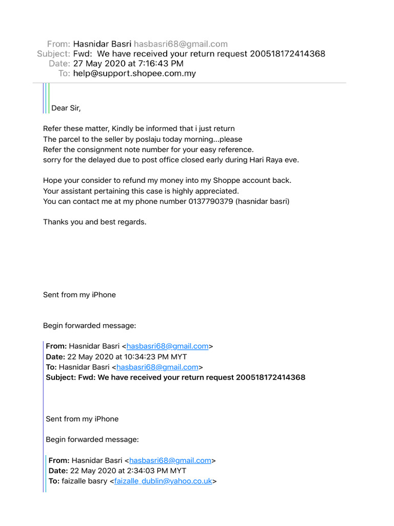 FWD We Have Received Your Return Request 200518172414368 2 | PDF