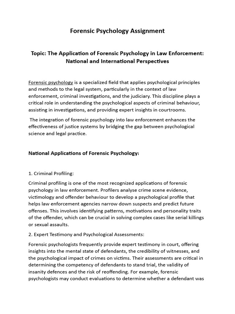 Vanshita Saluja - Forensic Assignment | PDF | Psychology | Crime & Violence