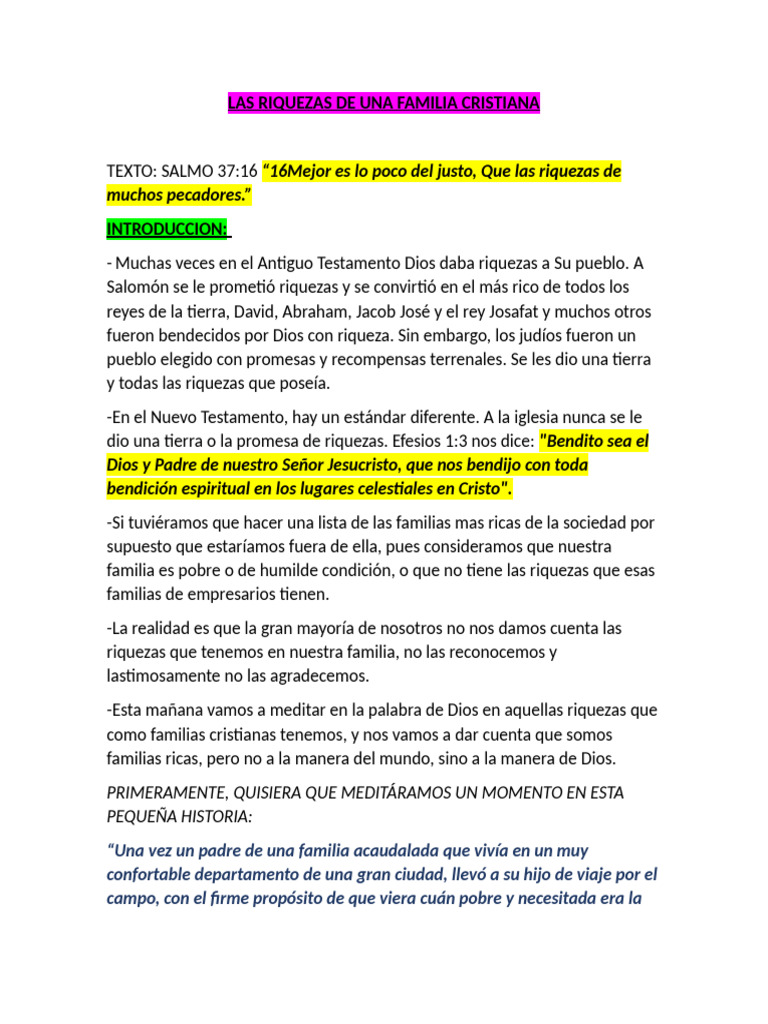 LAS RIQUEZAS DE UNA FAMILIA CRISTIANA | PDF | Cristo (título) | Amor