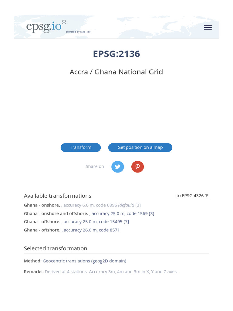 Accra - Ghana National Grid - EPSG-2136 | PDF | Cartography | Geography