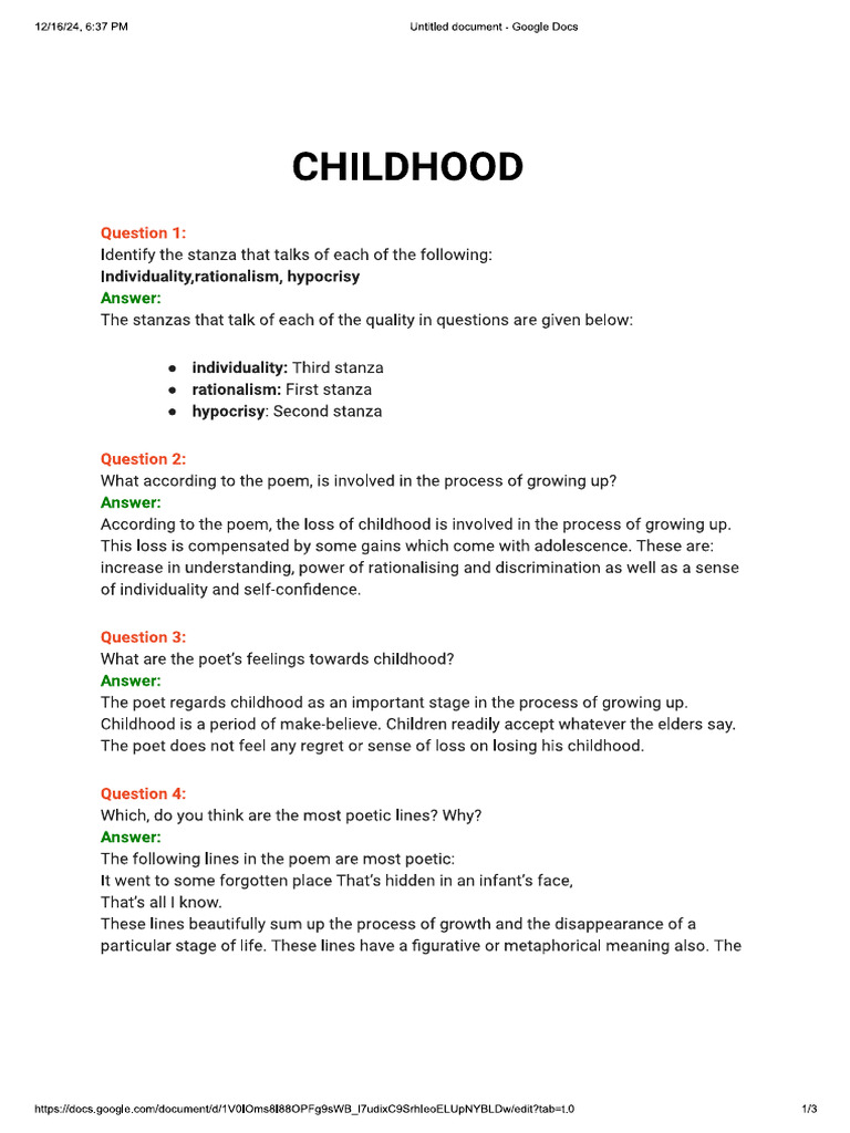 CHILDHOOD | PDF