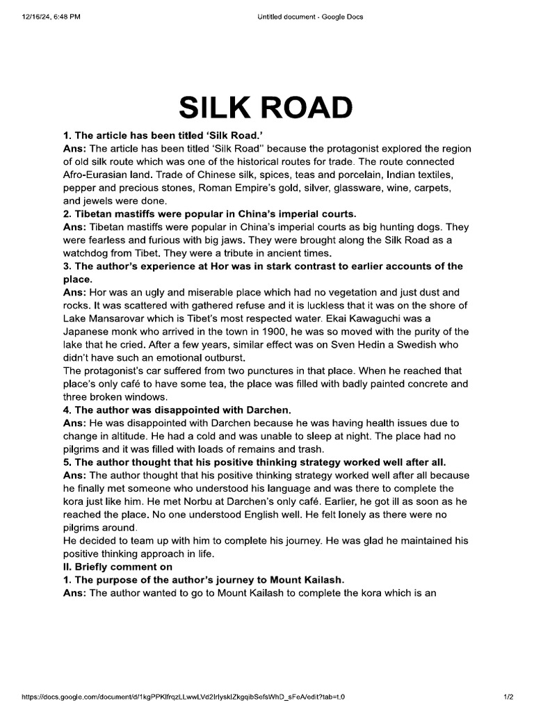 Silk Road | PDF