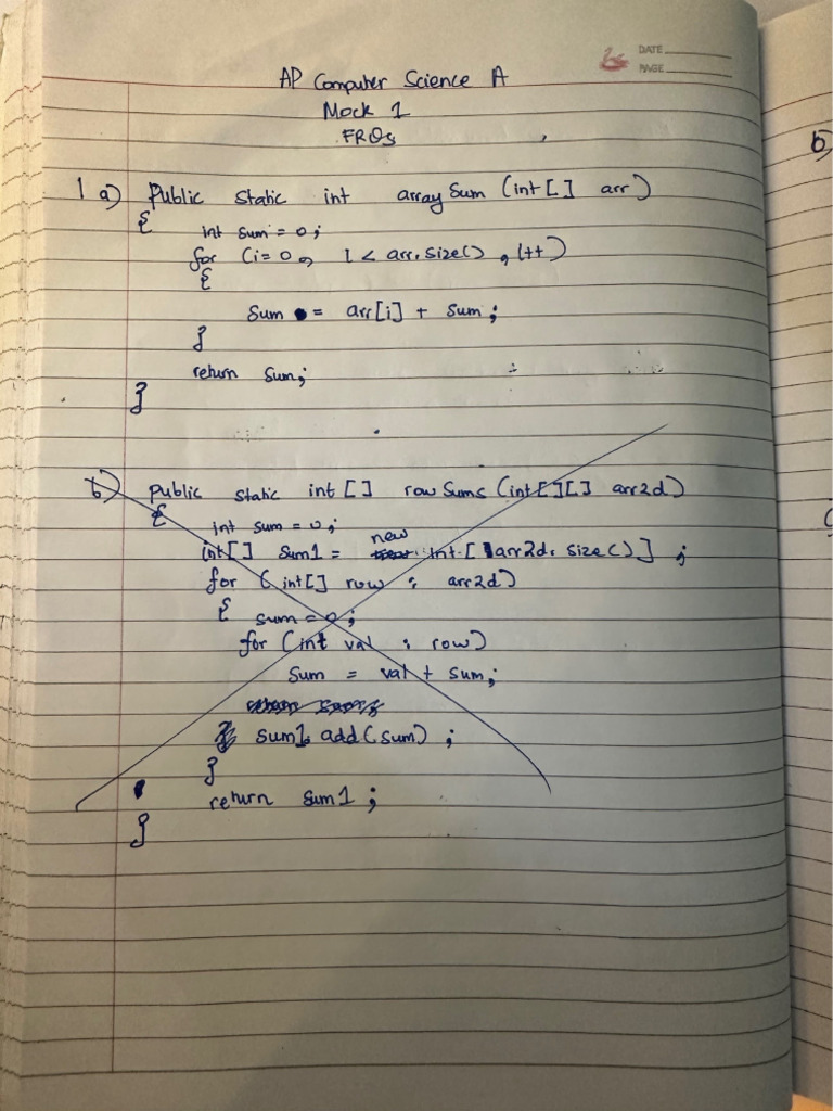 AP CSA Mock 1 FRQs | PDF