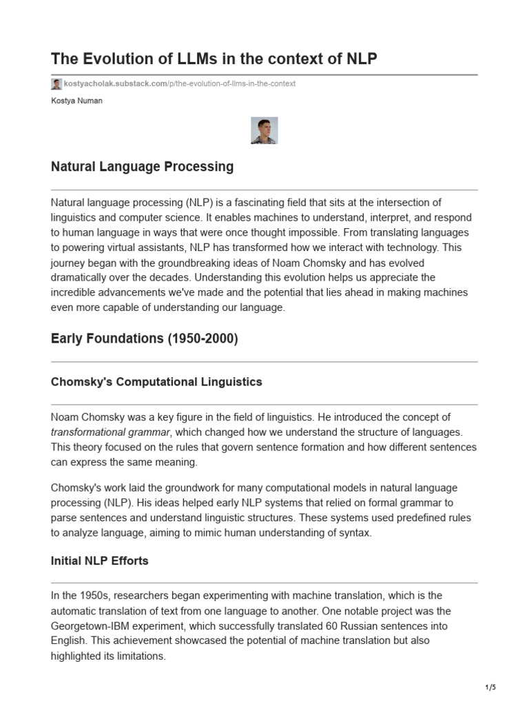 The Evolution of LLMs in The Context of NLP | PDF | Machine Learning ...
