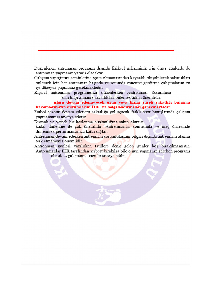 Antrenman Programi | PDF