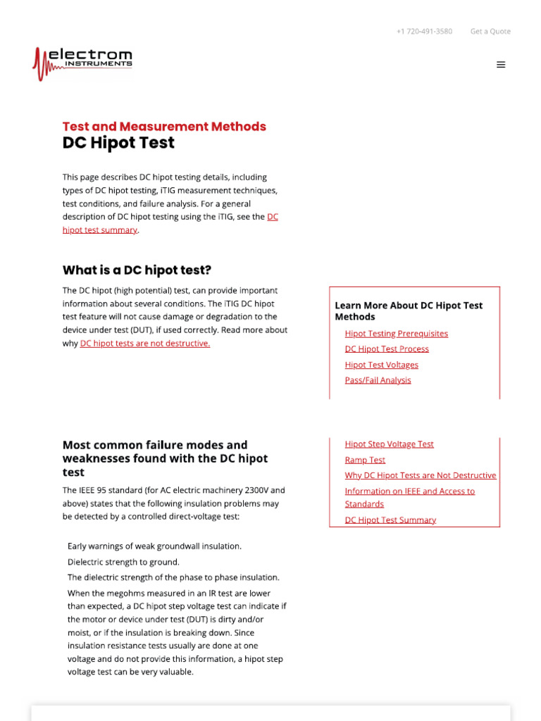 Hi Pot Test Procedure | PDF