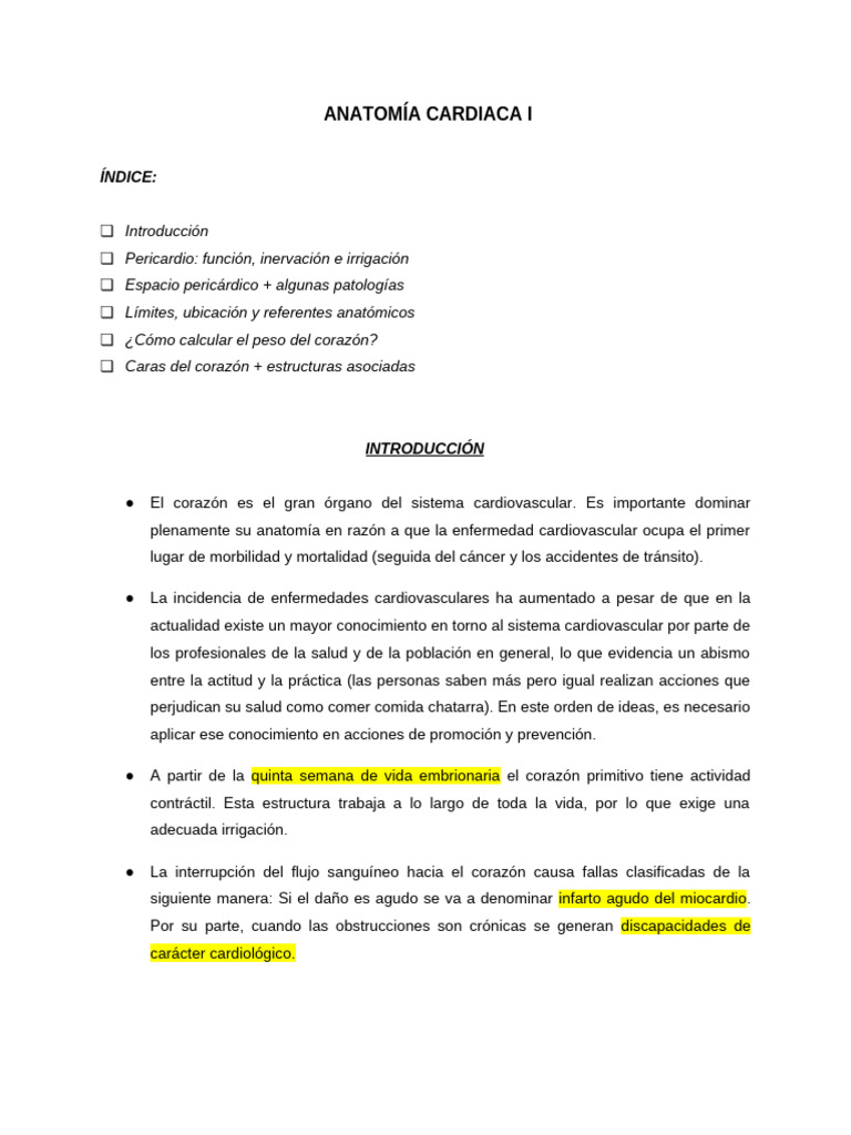 Morfo 01 - Anatomía Cardiaca I - Ballesteros | PDF | Corazón | Sistema cardiovascular