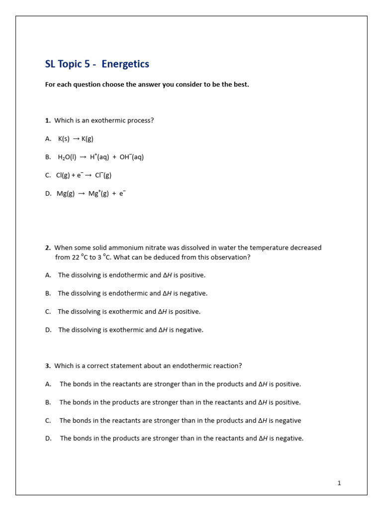 Quiz-Chapter 5 - MCQ - 2023 1 | PDF | Chemical Reactions | Chlorine