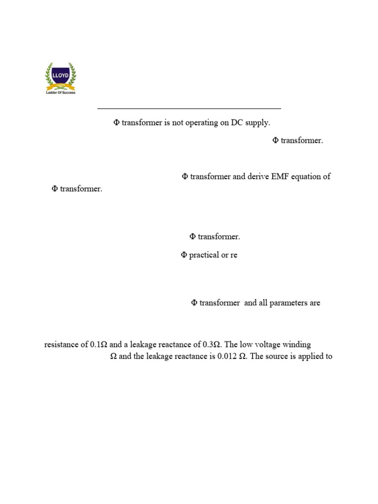 UNIT-3 Transformer Assignment-5 | PDF