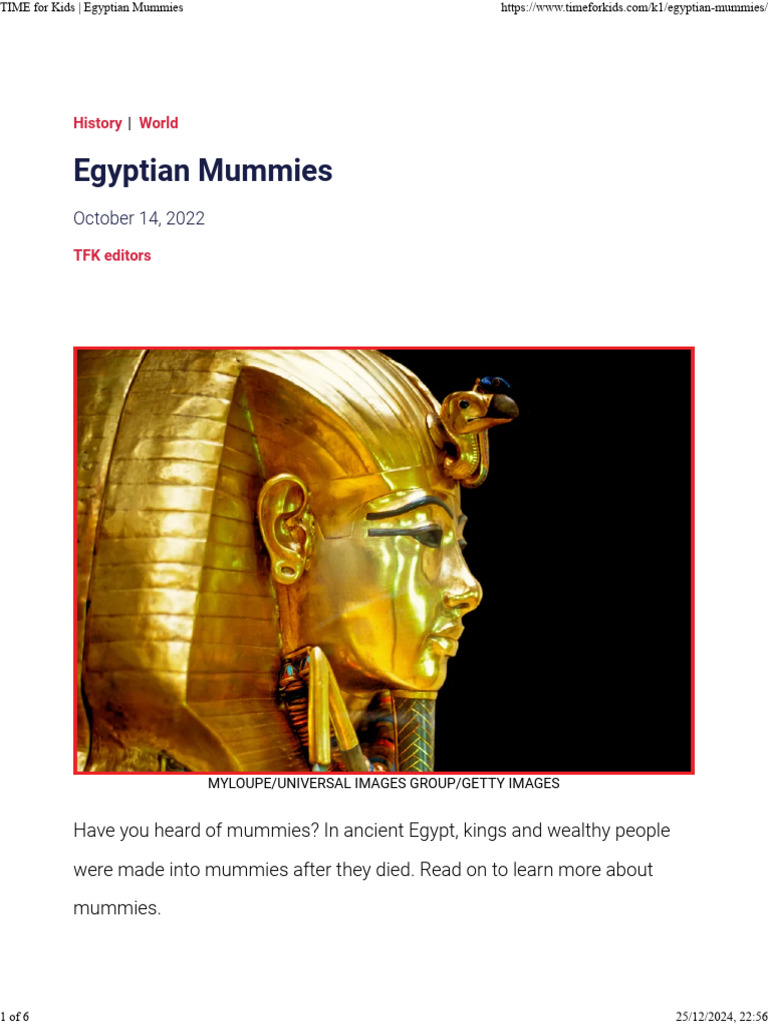 TIME for Kids _ Egyptian Mummies | PDF | Mummy | Ancient Egypt