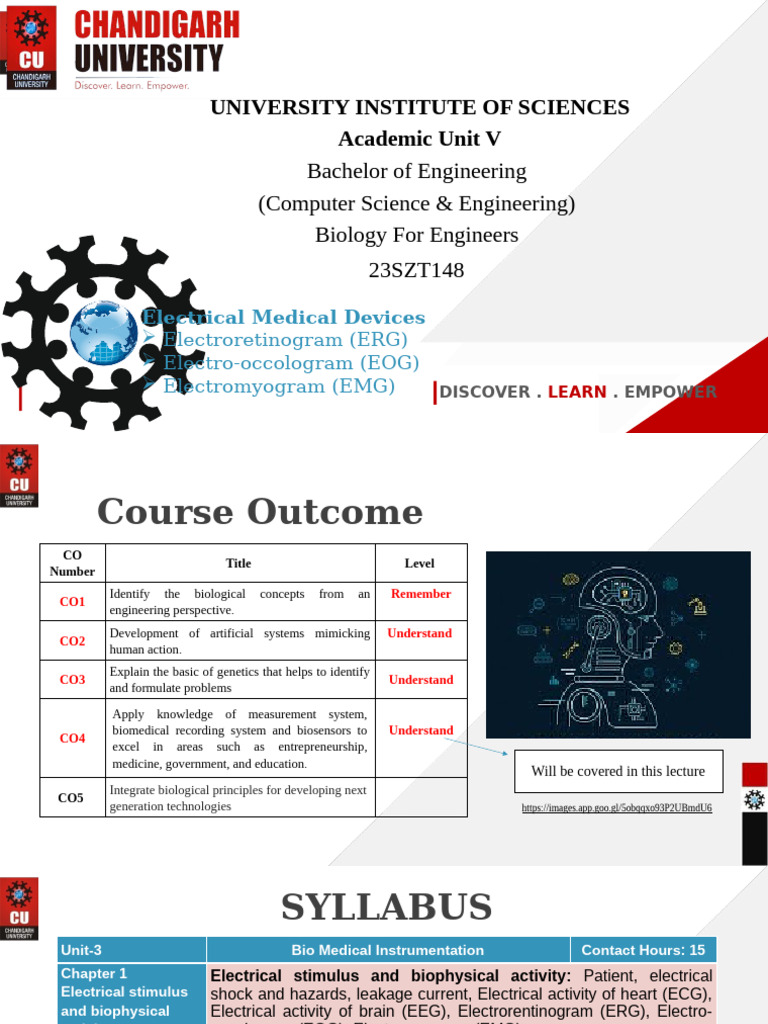 Lecture 1, 2 3 Electrical Stimulus and Biophysical Activity, ERG, EMG ...