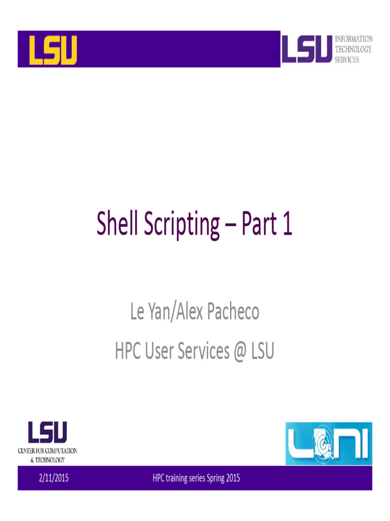 HPC Shell Scripting Part I Spring2018 | PDF | Command Line Interface ... HPC Shell Scripting Part I Spring2018 | PDF | Command Line Interface ...