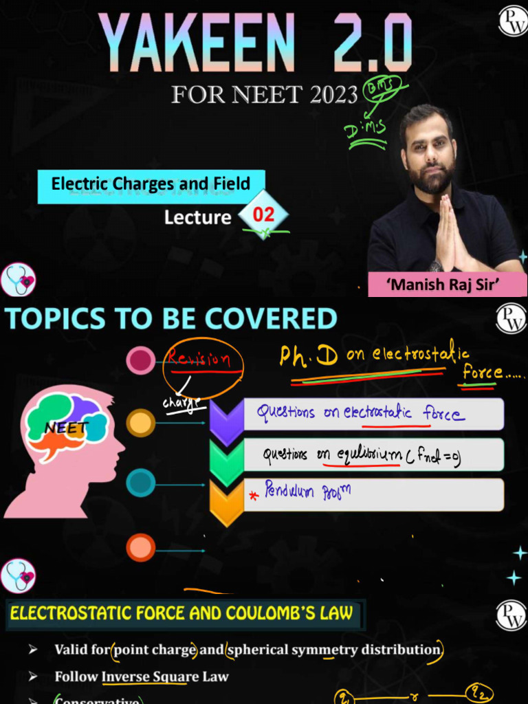 Electric Charges and Field 02 - Classnotes (Yakeen 2.0 2023 PW Star) | PDF