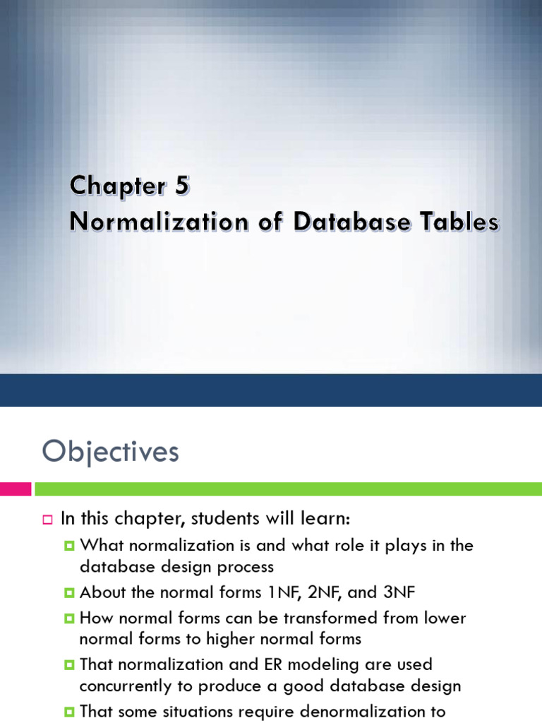Topic 5 Normalization of Database Tables(Stu) | PDF | Data Management | Information Technology