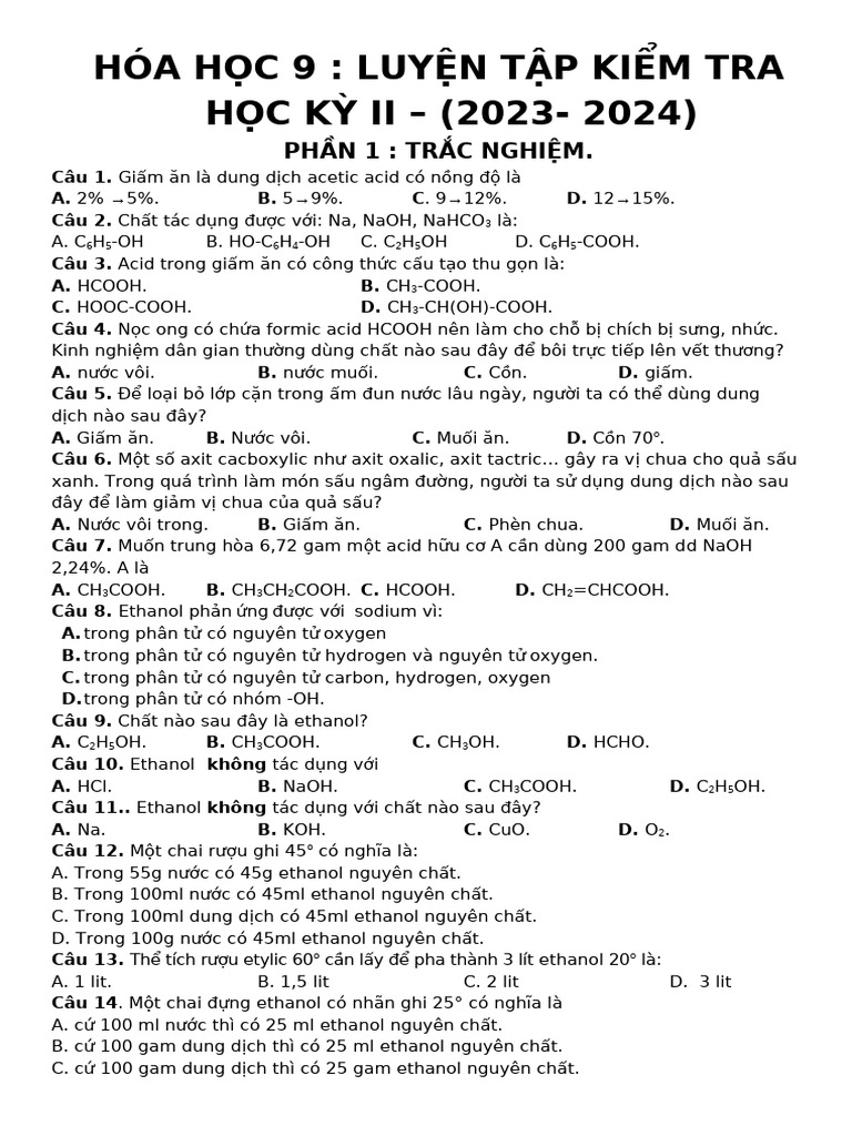 Đề-cương-Hóa-9-HKII-23-24-Phần-BT | PDF