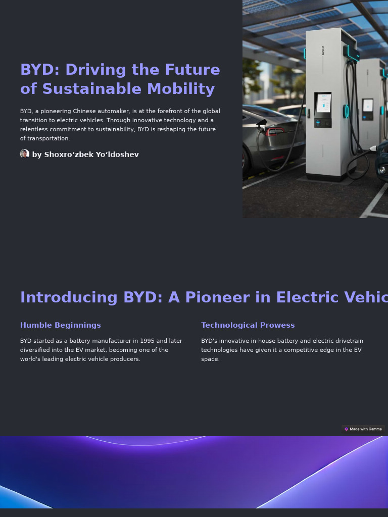 BYD's Vision for Sustainable Mobility | PDF | Electric Vehicle ...