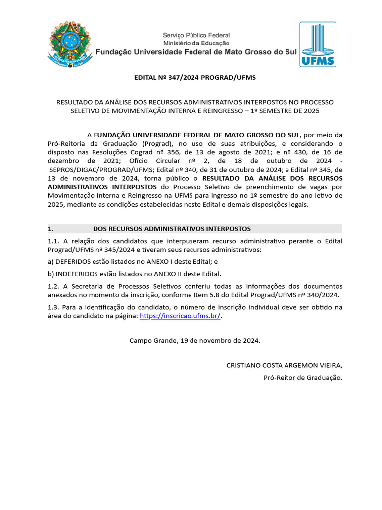 Edital Prograd 2024 347 | PDF Edital Prograd 2024 347 | PDF