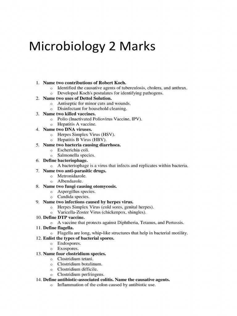 Microbiology 2 Marks | PDF