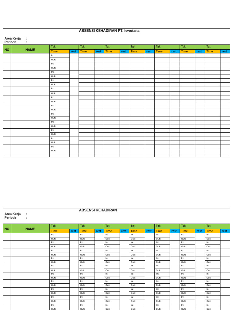 Contoh Absensi Karyawan | PDF