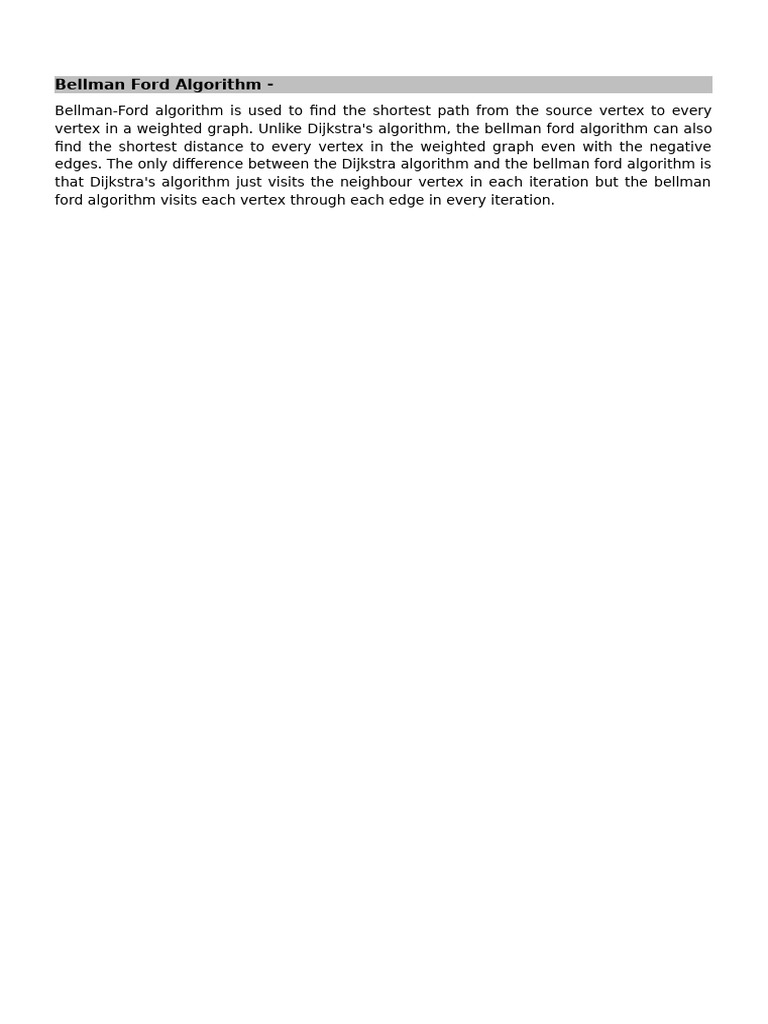Bellman Ford Algorithm Pdf