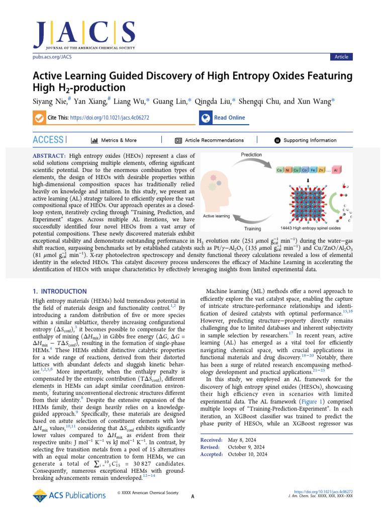 Nie Et Al 2024 Active Learning Guided Discovery of High Entropy Oxides ...