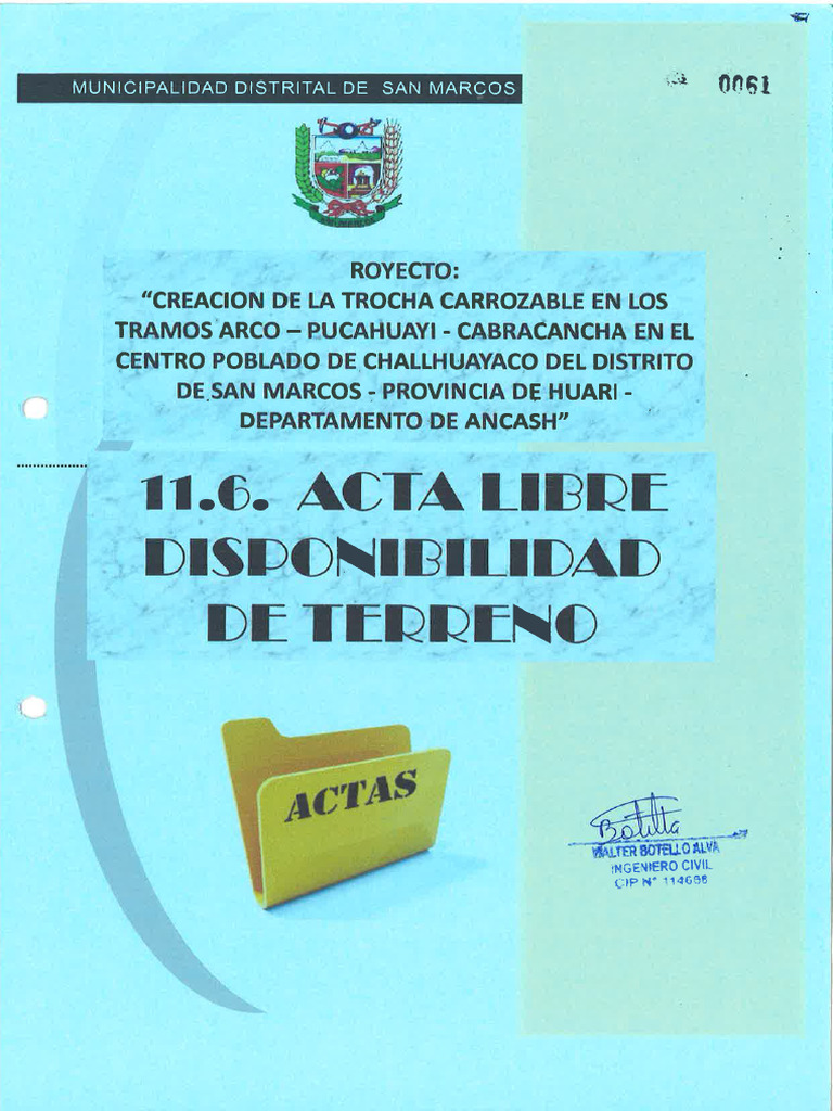 Acta+de+libre+disponibilidad+de+terreno 20241025 155011 807 | PDF